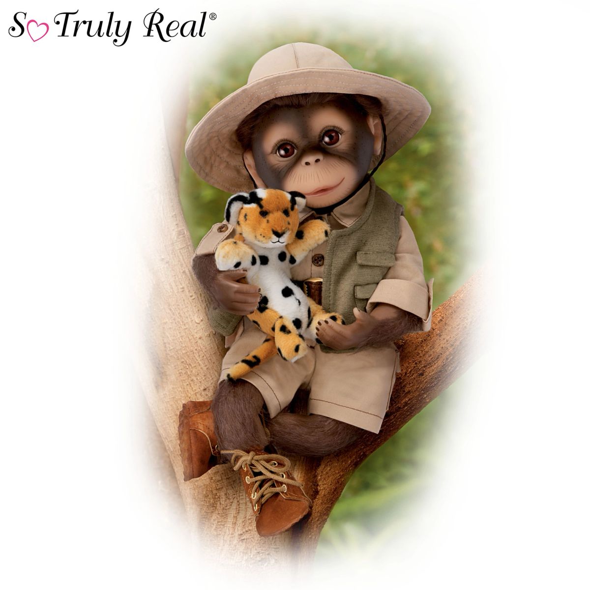 Ashton Drake Milo The Safari Lifelike Monkey Doll With A Leopard Plush ...