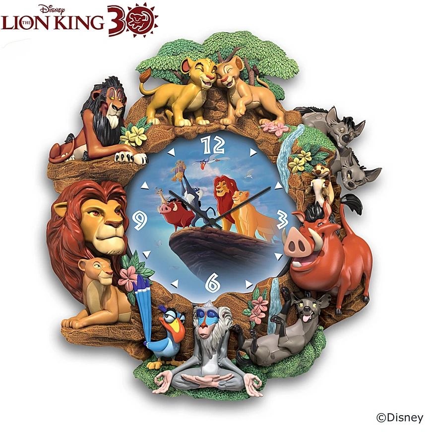 Disney The Lion King Wall Clock With 12 Sculpted Characters by The ...