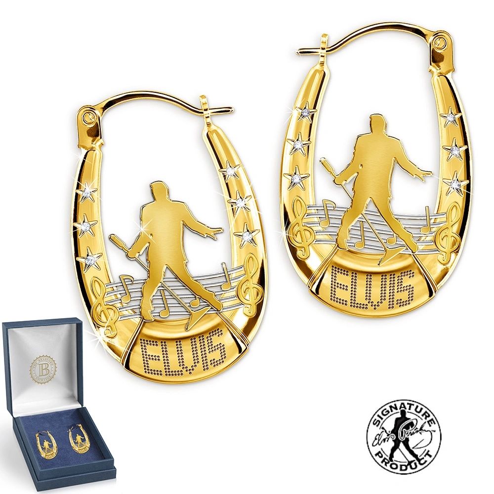 Elvis Presley 18K gold-plated Hoop Earrings With Crystals by The ...