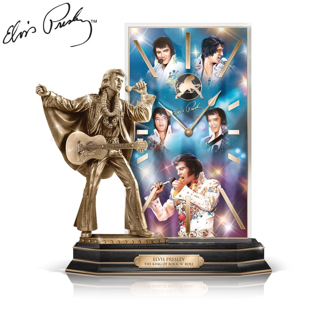 Elvis Presley The Legend Of Elvis Illuminating Sculptural Desk Clock by ...