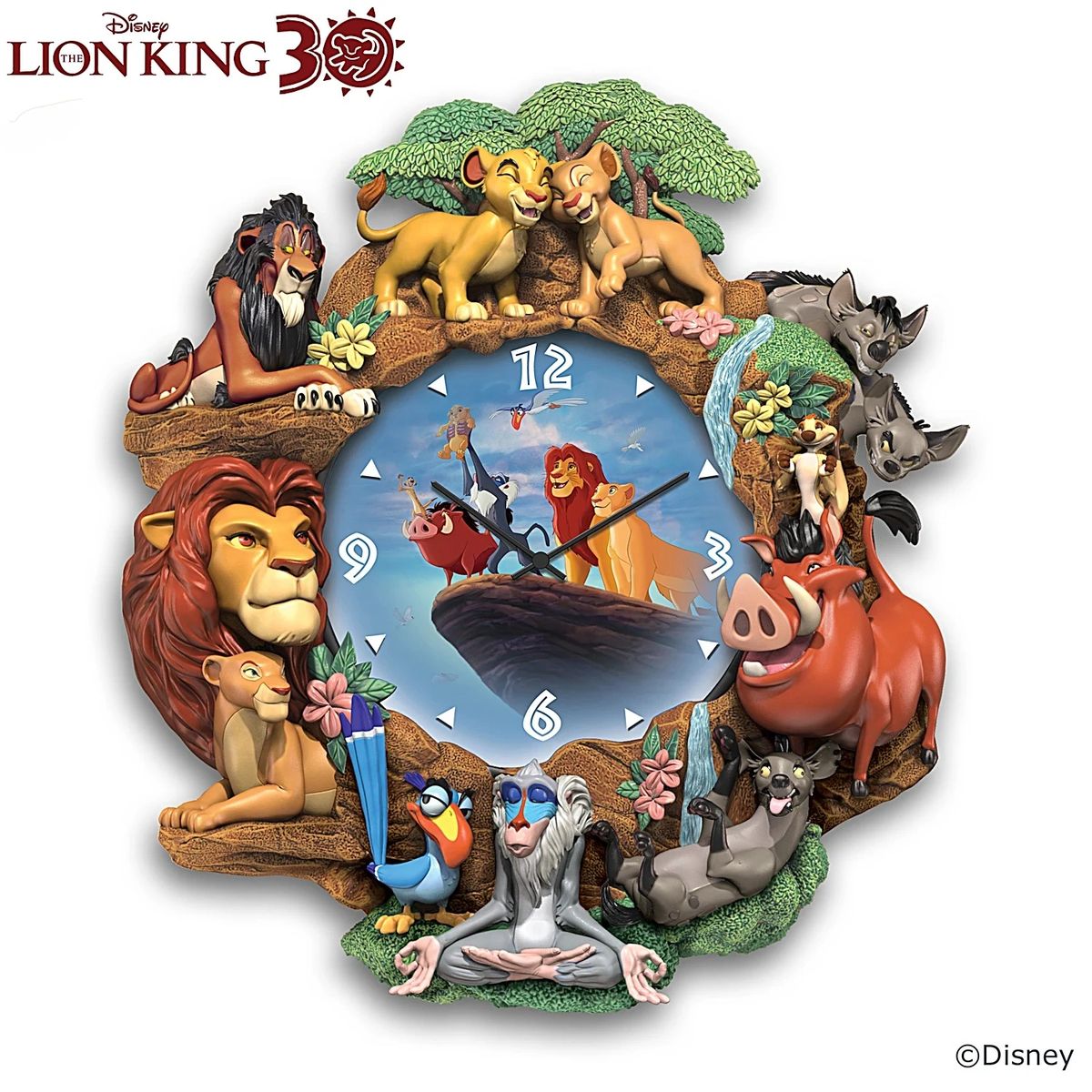 Disney The Lion King Wall Clock With 12 Sculpted Characters by The ...