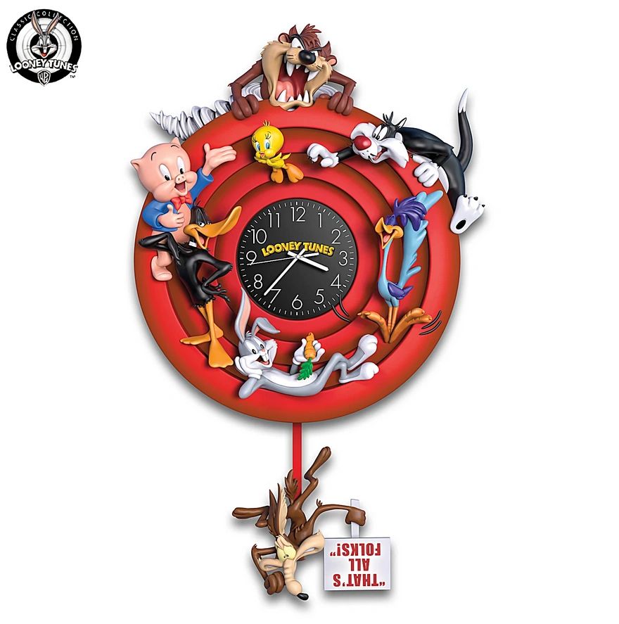 LOONEY TUNES Sculptural Wall Clock With 8 Classic Characters by The ...