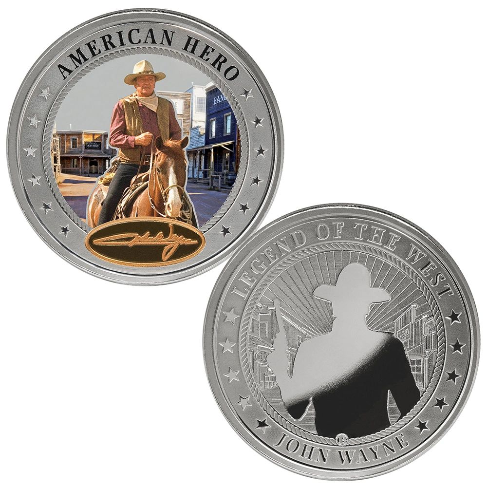 The John Wayne Legend Of The West American Hero Silver-Plated Proof ...