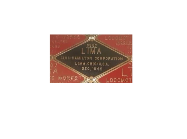Replica Lima Hamilton Builders plate for UP rotary snow plow