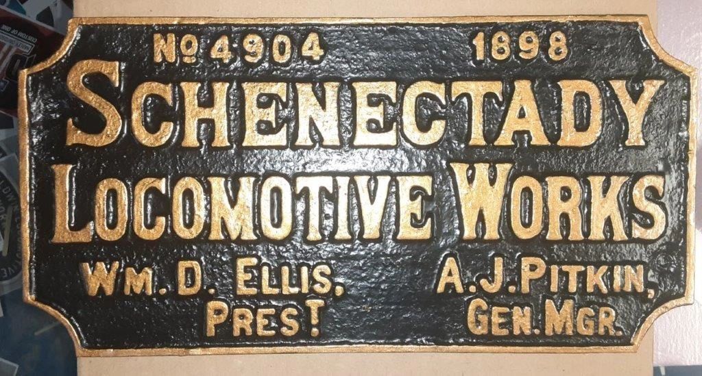 Replica Schenectady Locomotive Works Builders Plate