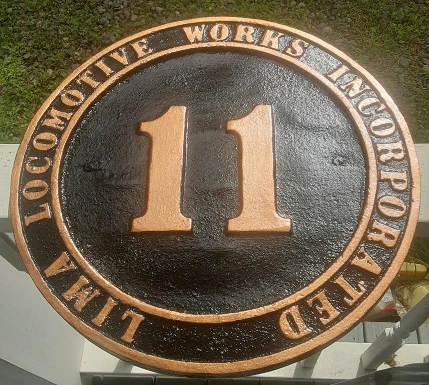 Replica Lima Locomotive Works 16" locomotive #11 Number plate