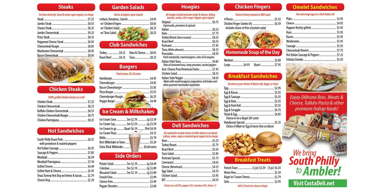 MENU | Costa Deli of Ambler