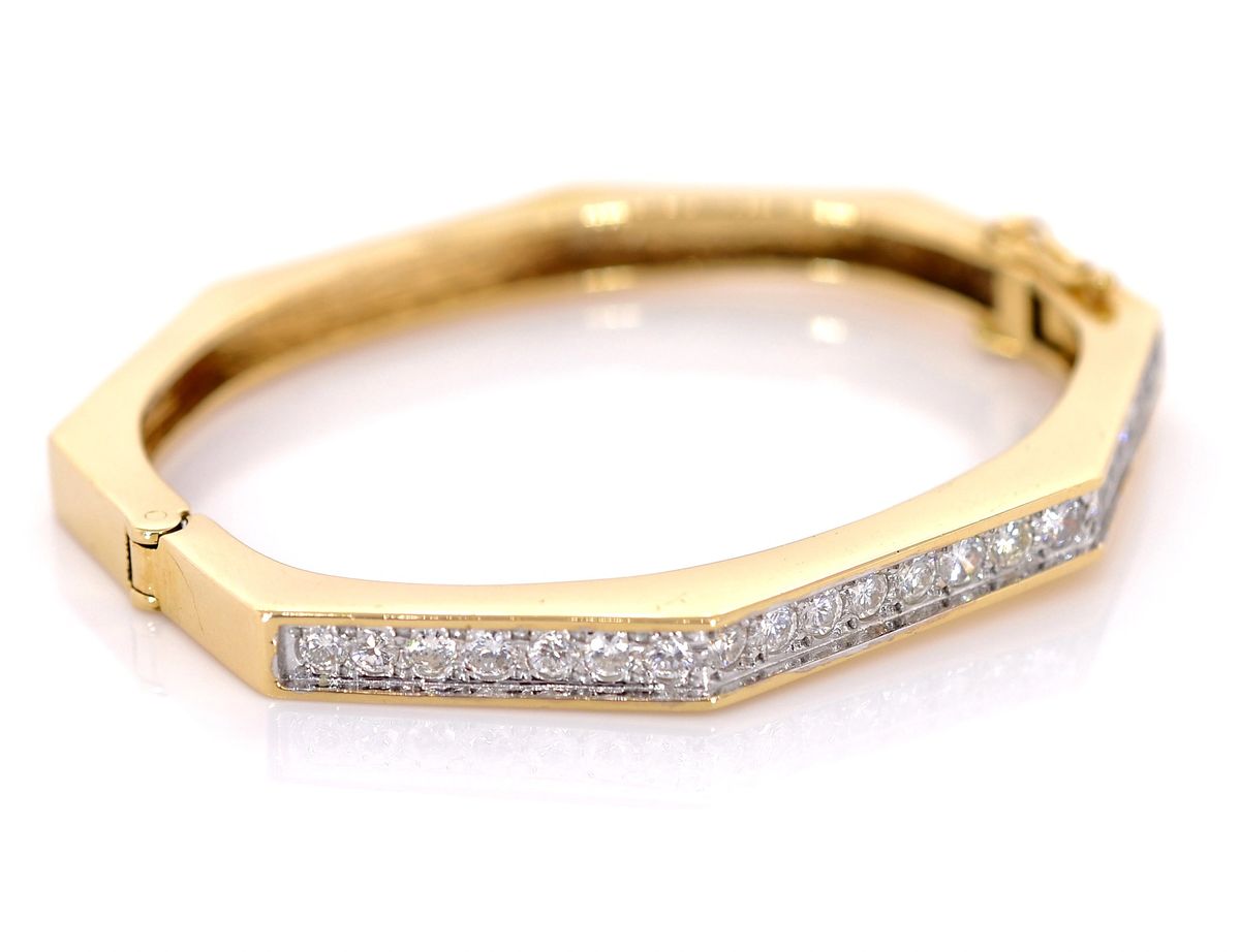 Vintage Octagon Shape Diamond & Gold Bracelet