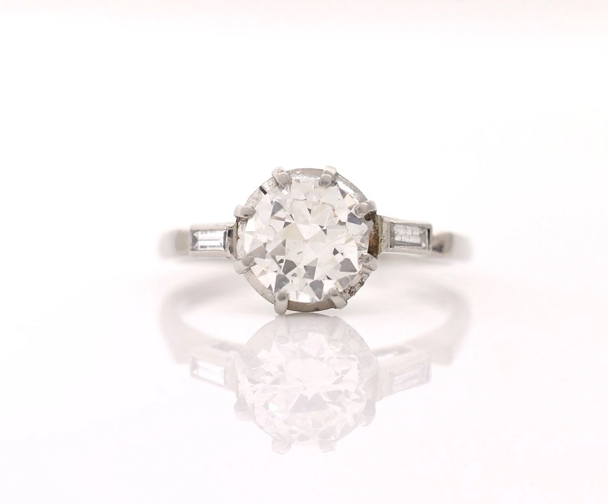 Vintage Transitional Cut Diamond Engagement Ring
