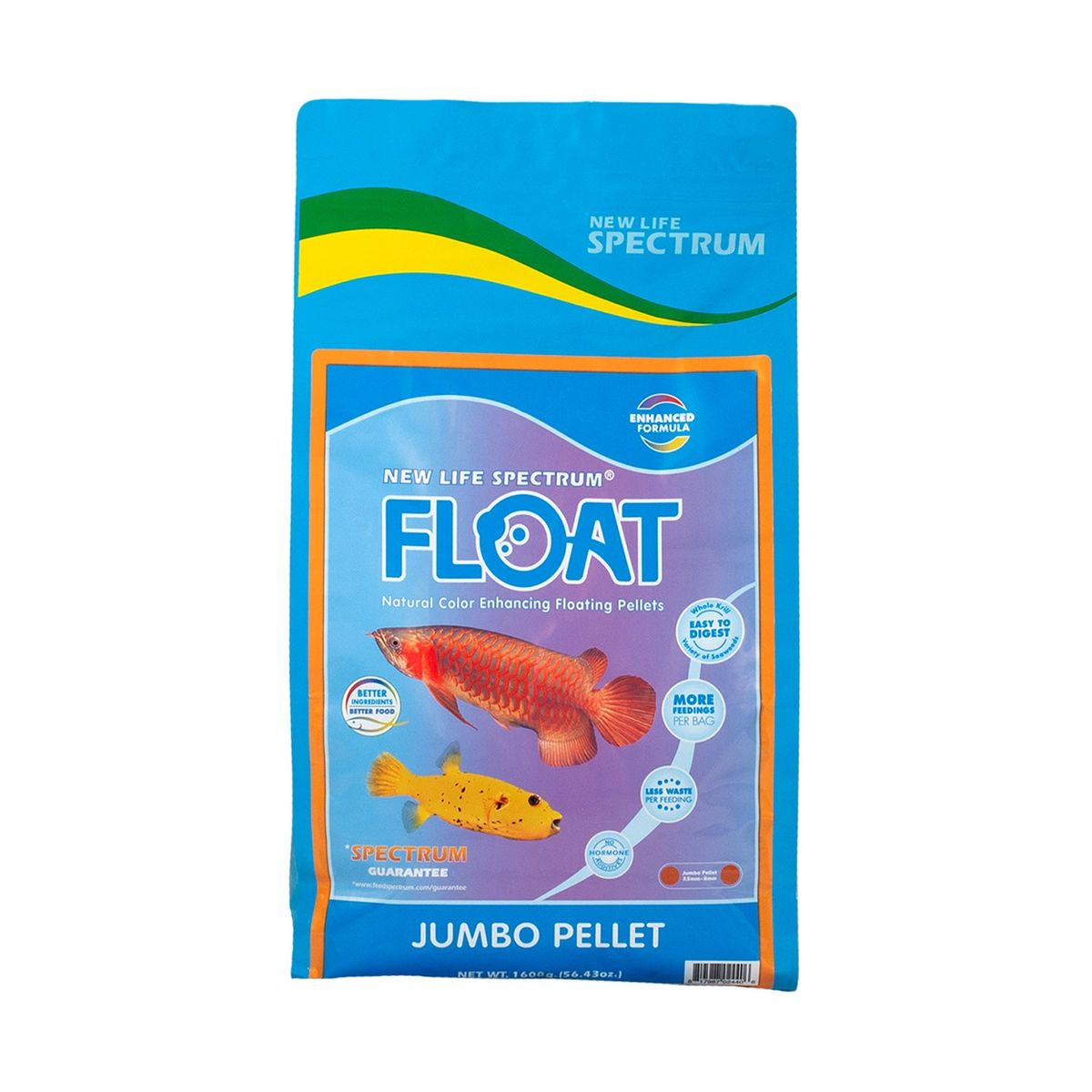NEW LIFE SPECTRUM FLOAT JUMBO FISH FORMULA FOOD 1600 GM 7.5 mm PELLETS