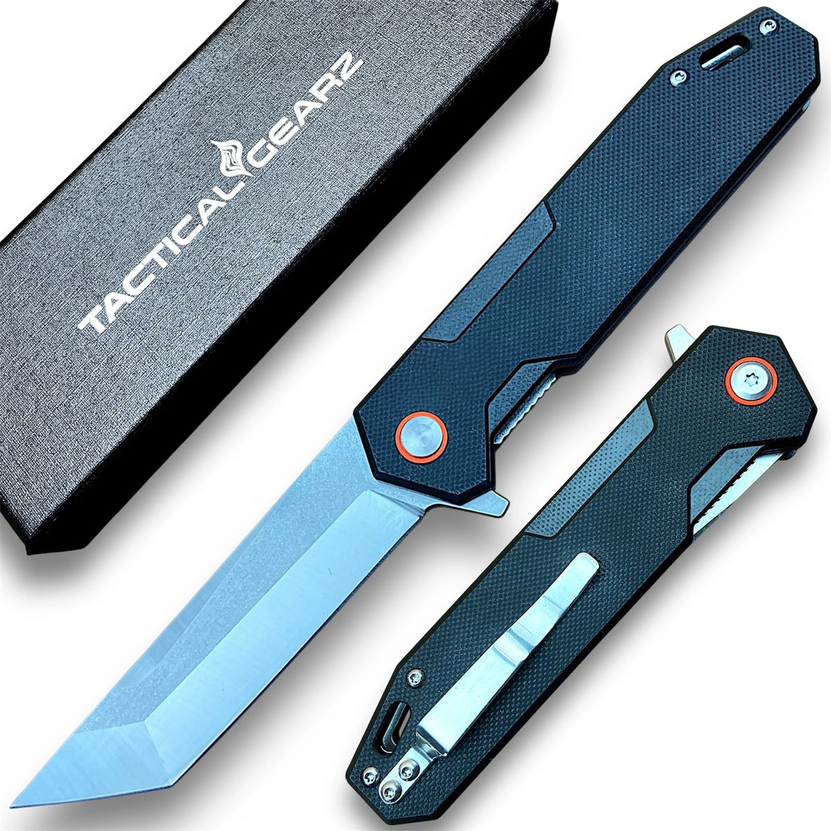 G10 Pocket Knife! G10 Handle! Razor Sharp D2 Steel Tanto Blade! Ball ...