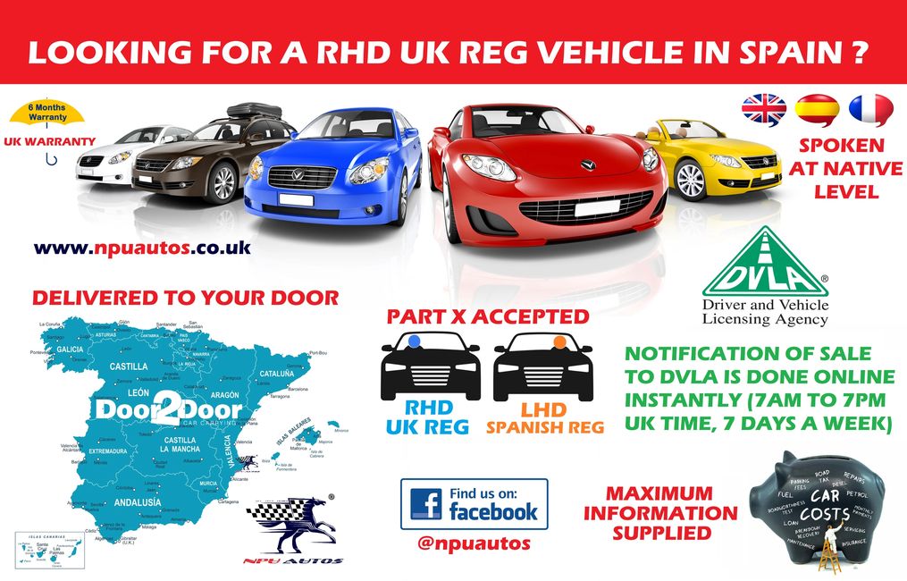 RHD CARS NPU AUTOS UK : UK REG Right Hand Drive (RHD) cars in Spain