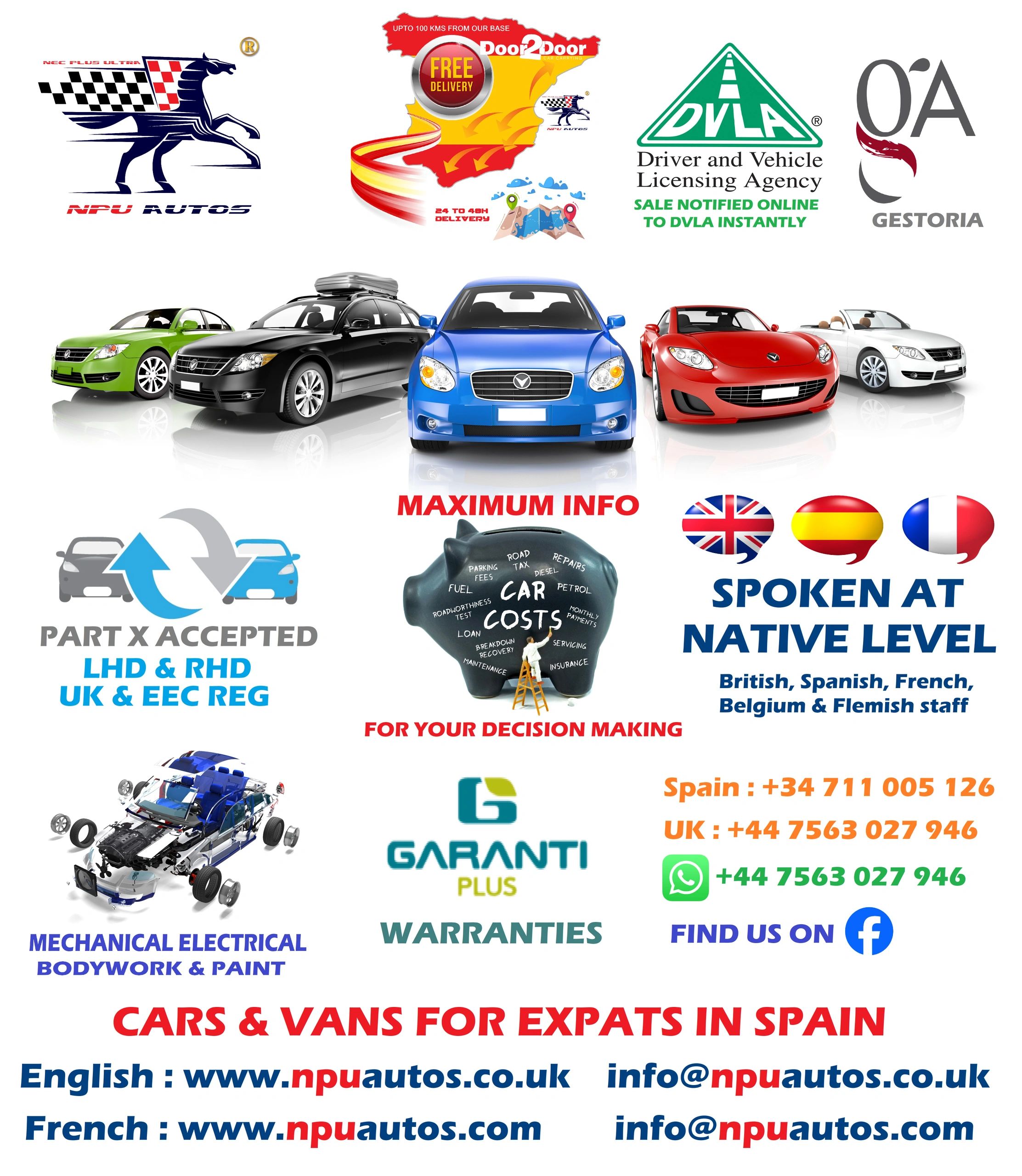 NPU AUTOS UK : UK REG Right Hand Drive (RHD) cars in Spain - online