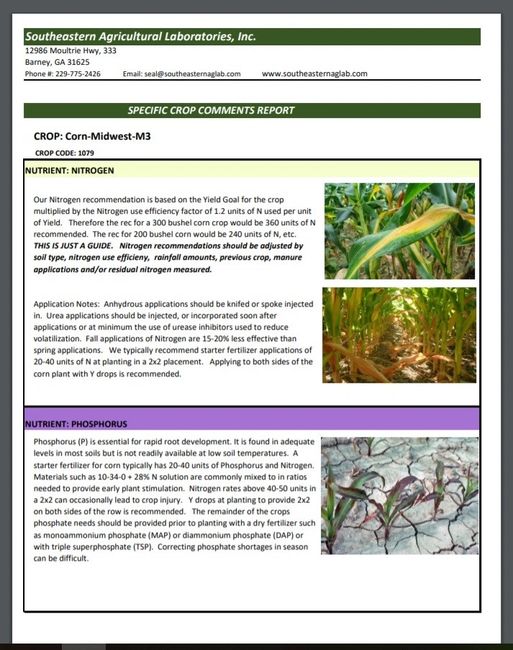 Report Examples | Southeastern Agricultural Laboratories, Inc