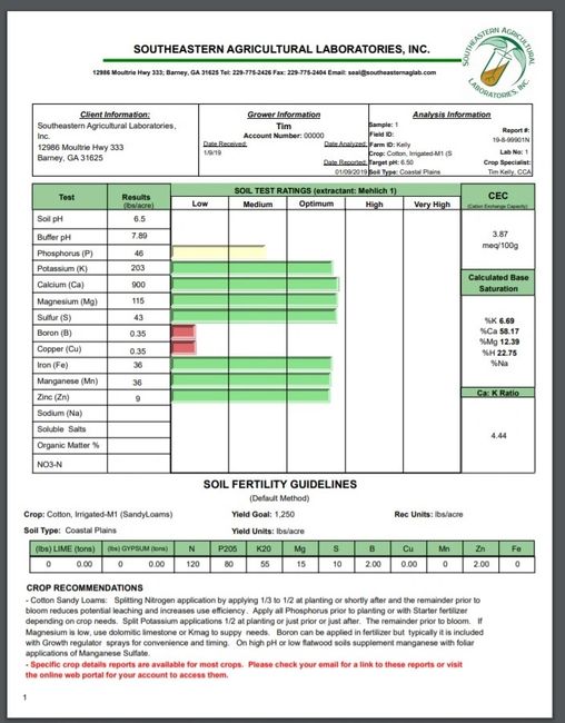 Report Examples | Southeastern Agricultural Laboratories, Inc