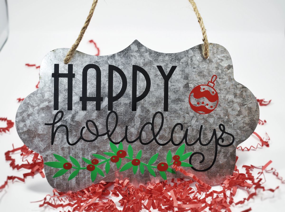 Galvanized metal door sign