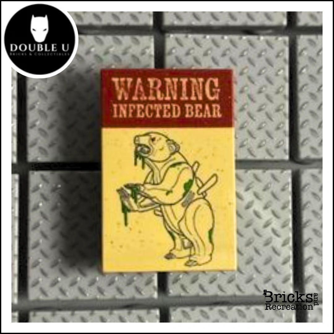 "Warning, Infected Bear" Printed Tile