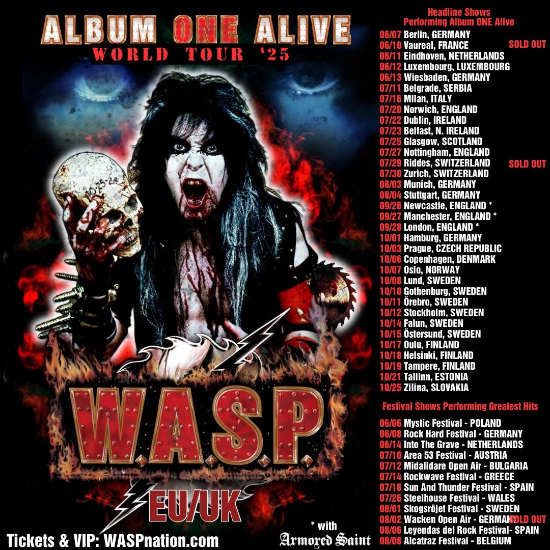 W.A.S.P. Announce More Dates on 2025 Album ONE Alive World Tour
