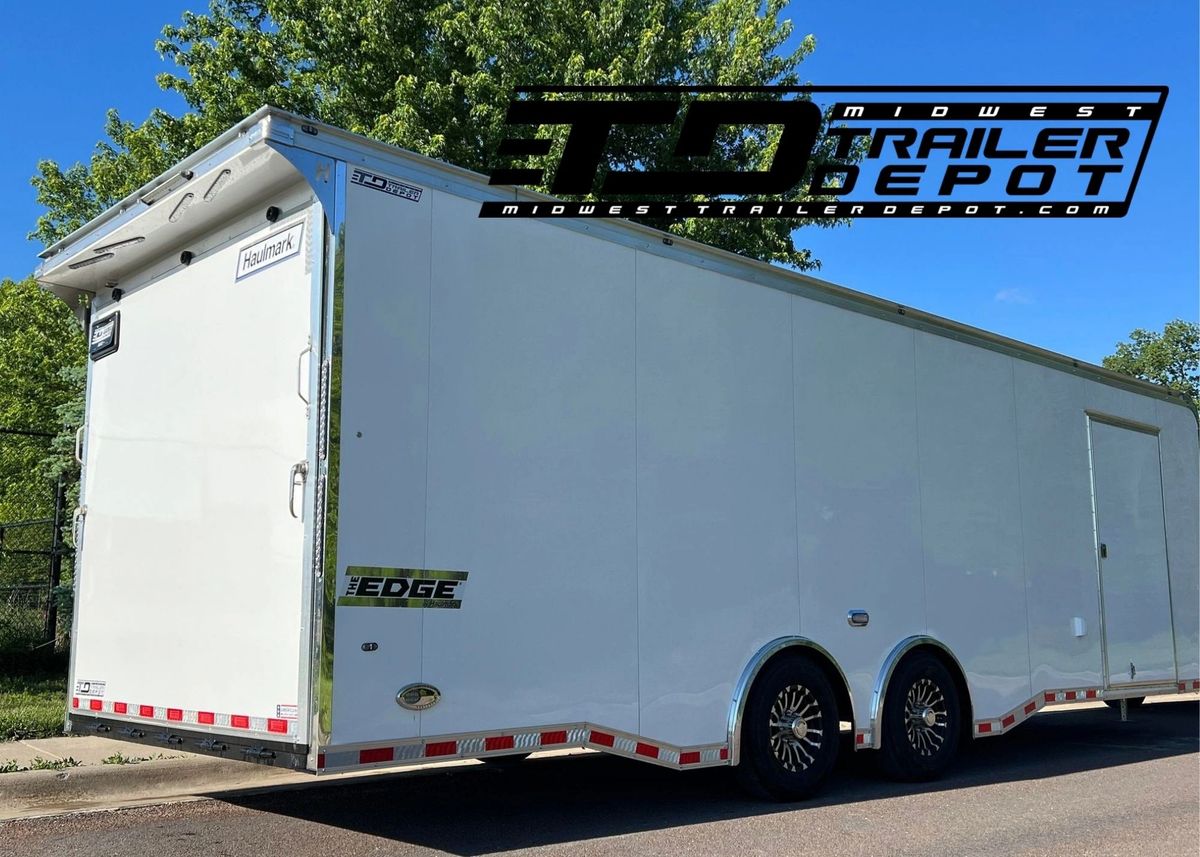 (SOLD) 2022 28' Haulmark Edge Race Trailer with heat and air
