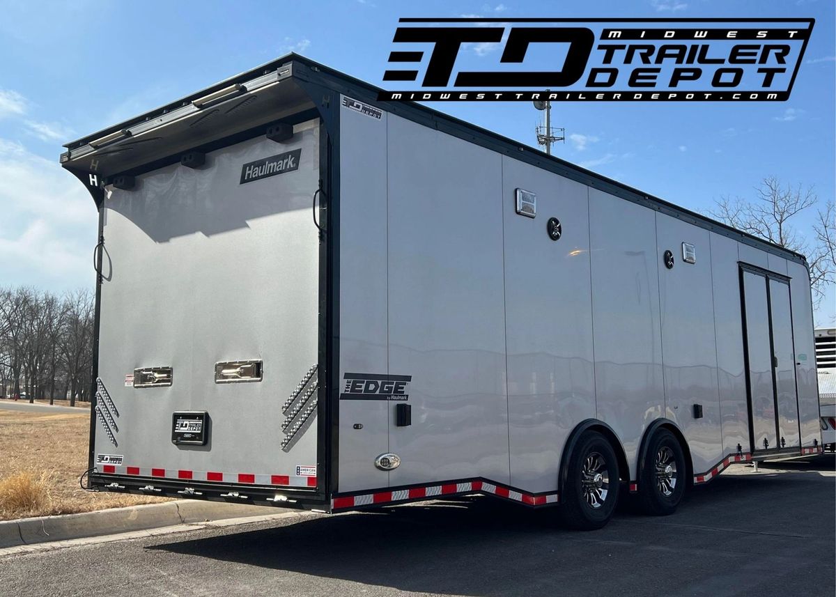 (SOLD) 2022 Silver Haulmark Edge 28' Loaded race trailer with A/C