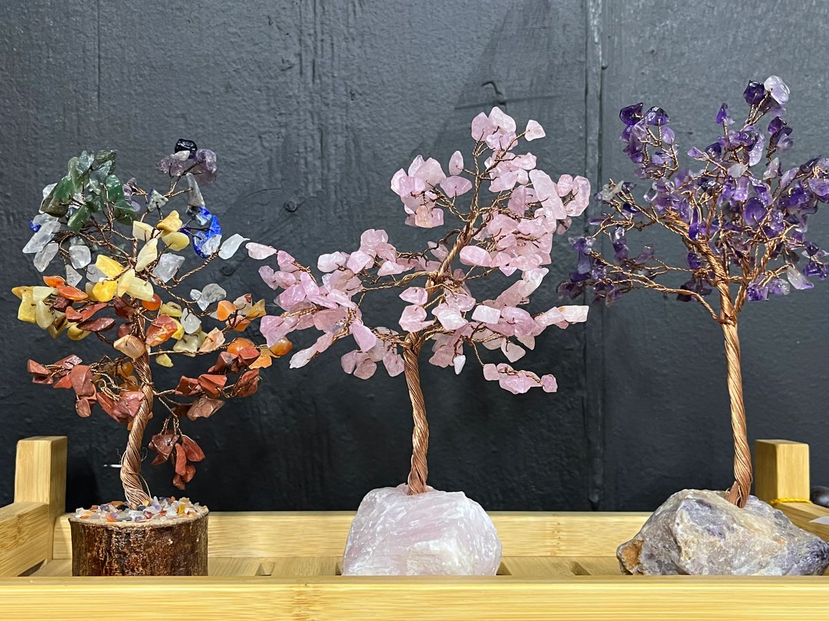 7 chakra, Rose Quartz, Amythest crystal tree