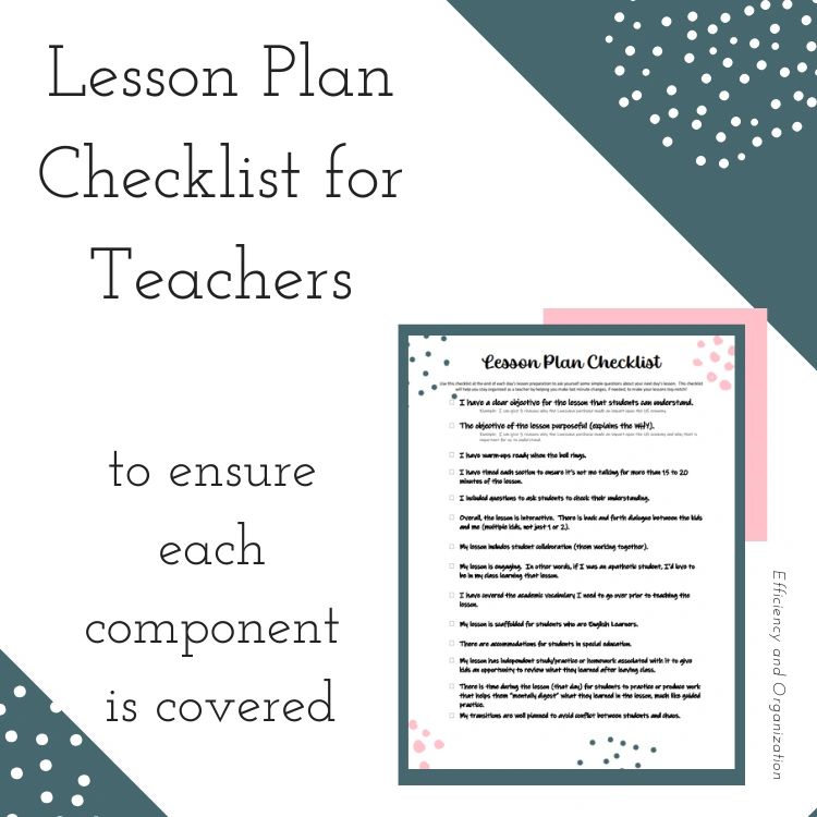Lesson Plan Checklist for Teachers for Organization and Consistency