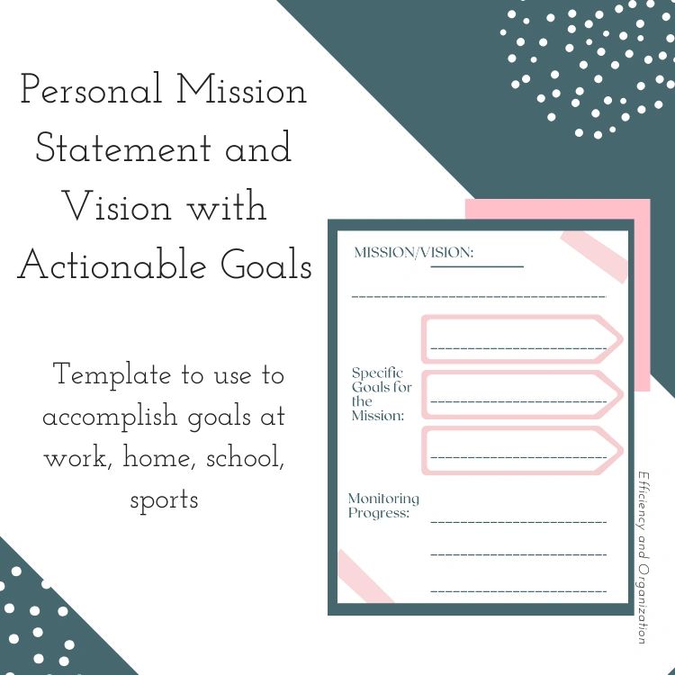 Personal Mission Statement and Vision with Actionable Goals - Template ...