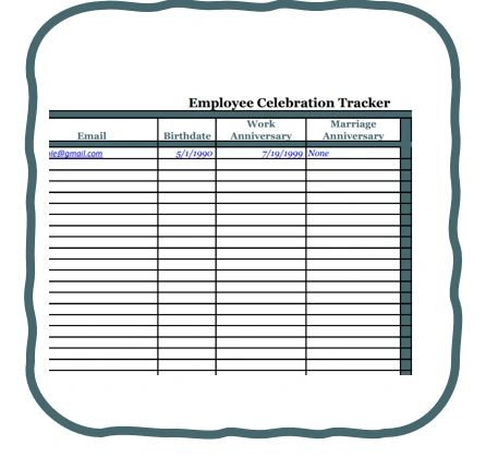 Employee Celebration Tracker on Excel