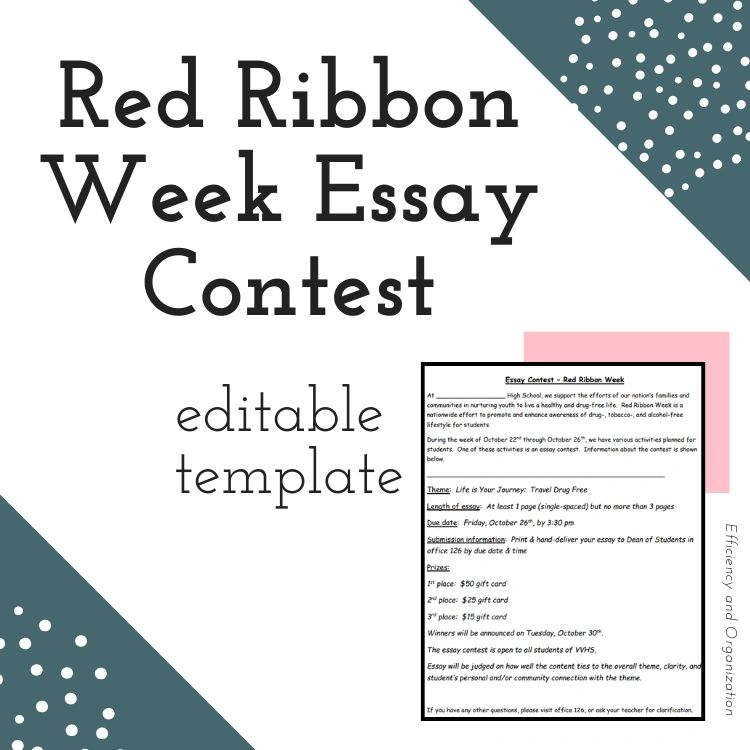 Red Ribbon Week Essay Contest (editable template)