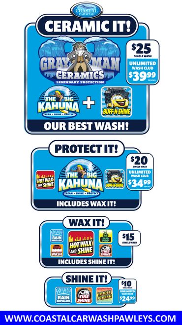Wash Menu | Coastal Car Wash