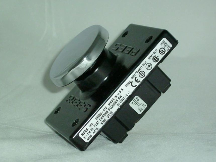 REES - 02653-012, Flat Chrome Plunger Push Button Switches