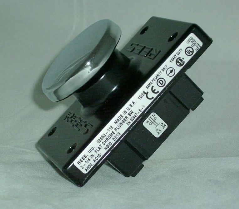 REES - 02653-112, Flat Chrome Plunger Push Button Switches