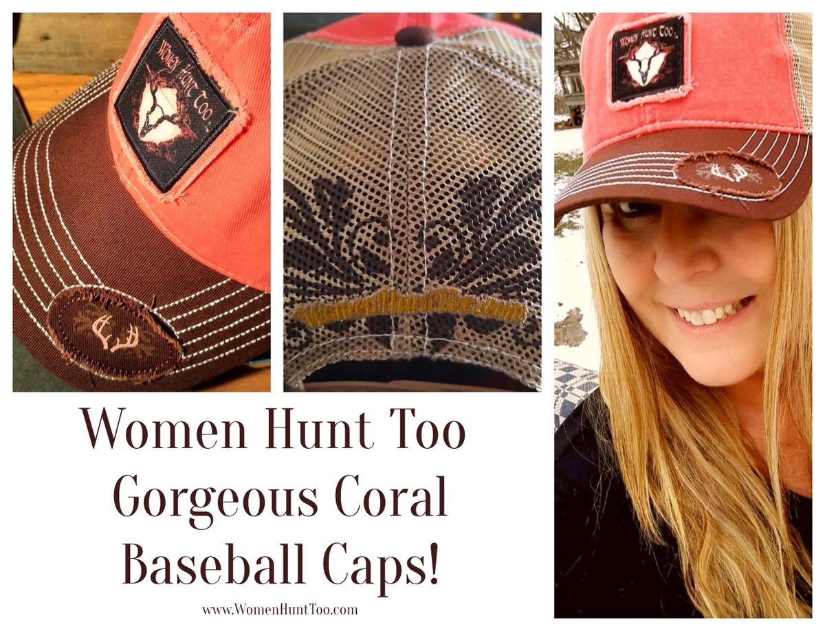 Women Hunt Too Coral Baseball Cap