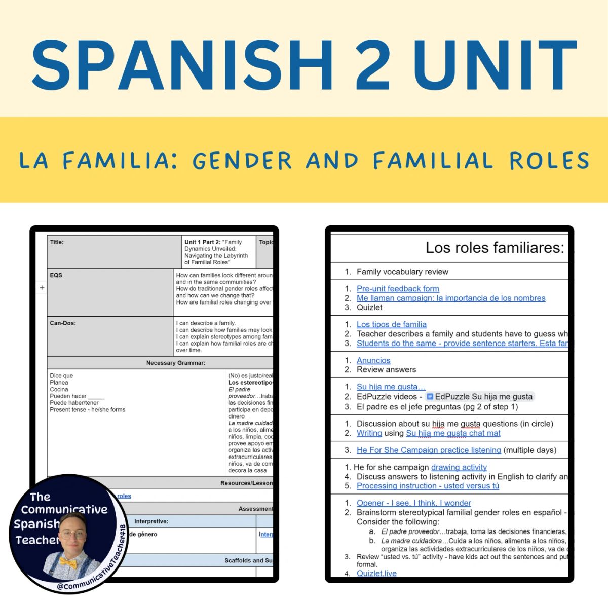 Spanish 2 Unit Plan and Daily Lessons: La familia: Evolving Families ...