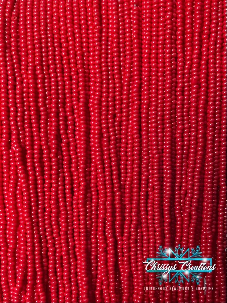 11/0 Czech Seed Bead Hanks; Color#93210 (Opaque Dark Red)