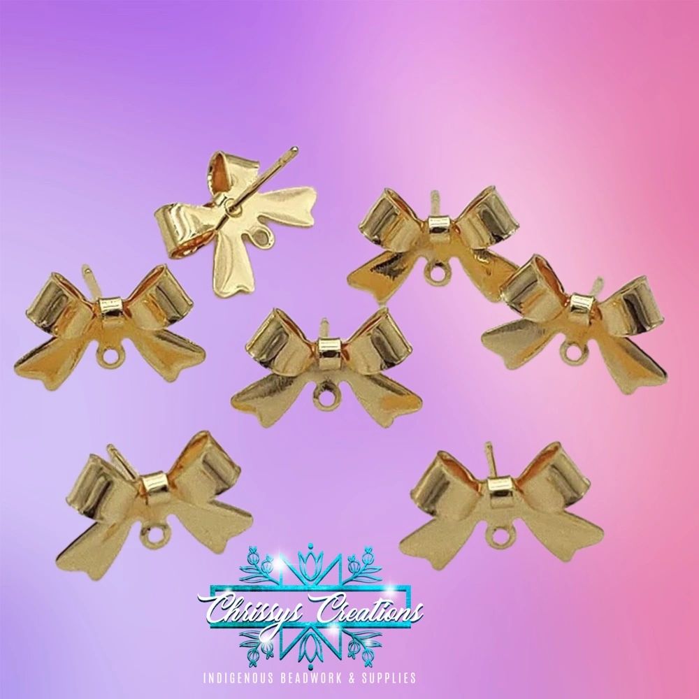 18k Plated Stud Bow Connector