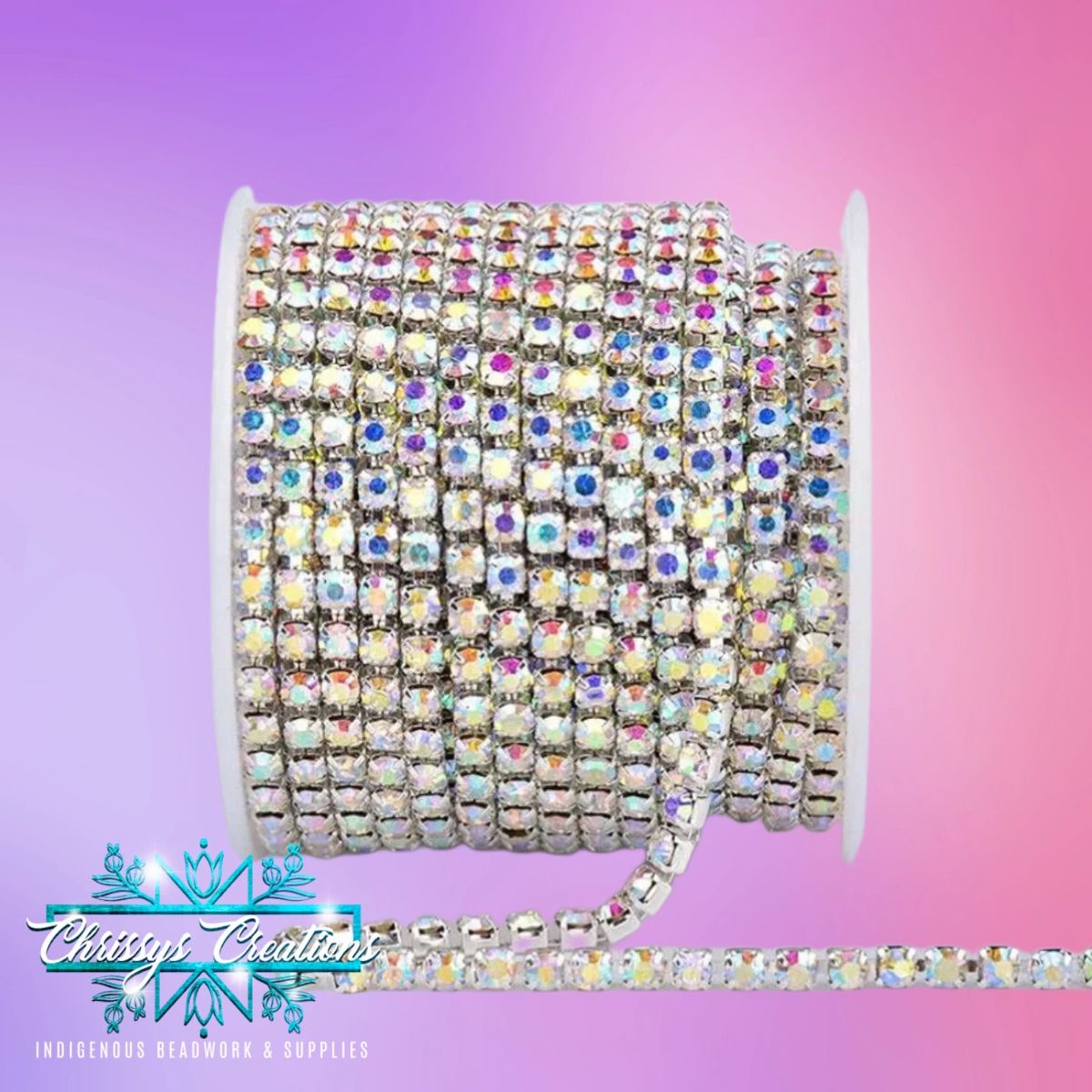 Rhinestone Metal Trim; Silver AB