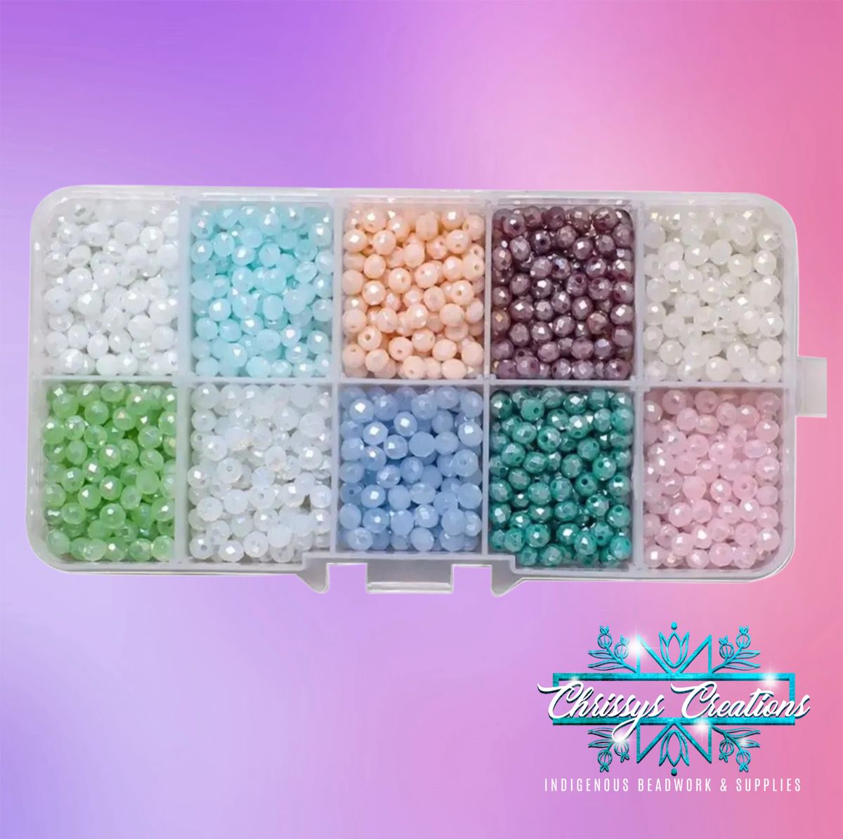 4mm Glass Rondelle Box; Pastel Luster Porcelain