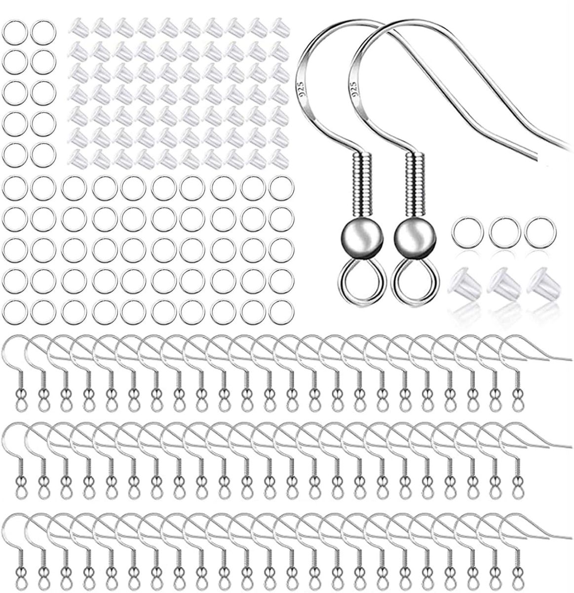 925 Sterling Silver Hooks; (75pair)
