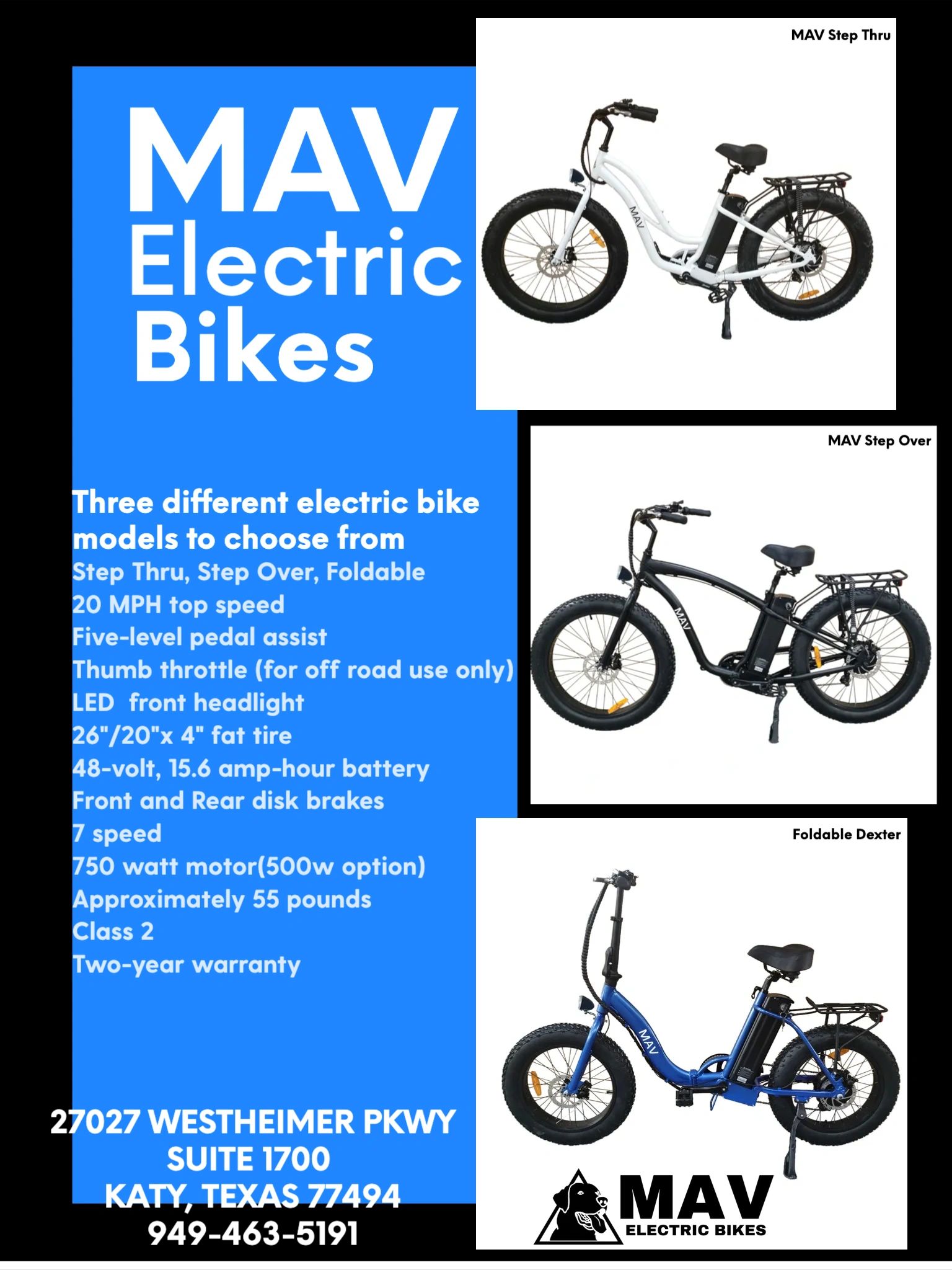 MAV Electric Bikes Specs