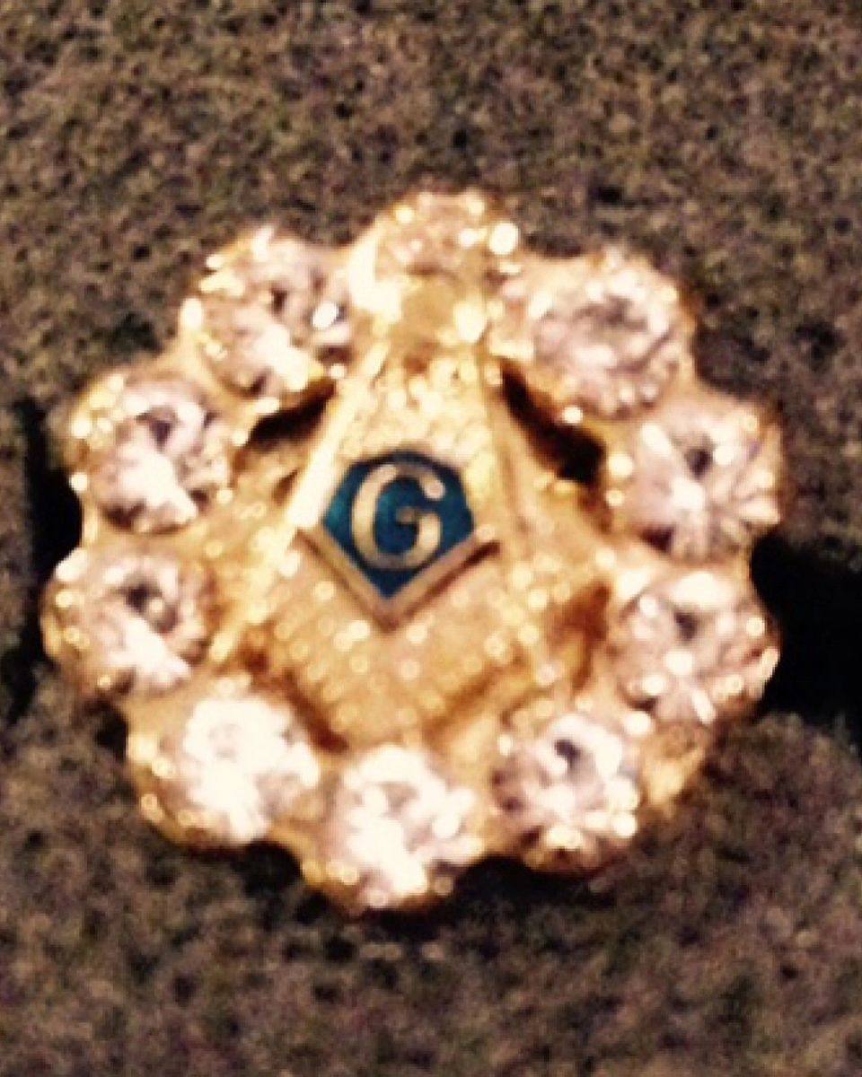 Jeweled Square Compass Lapel Pin