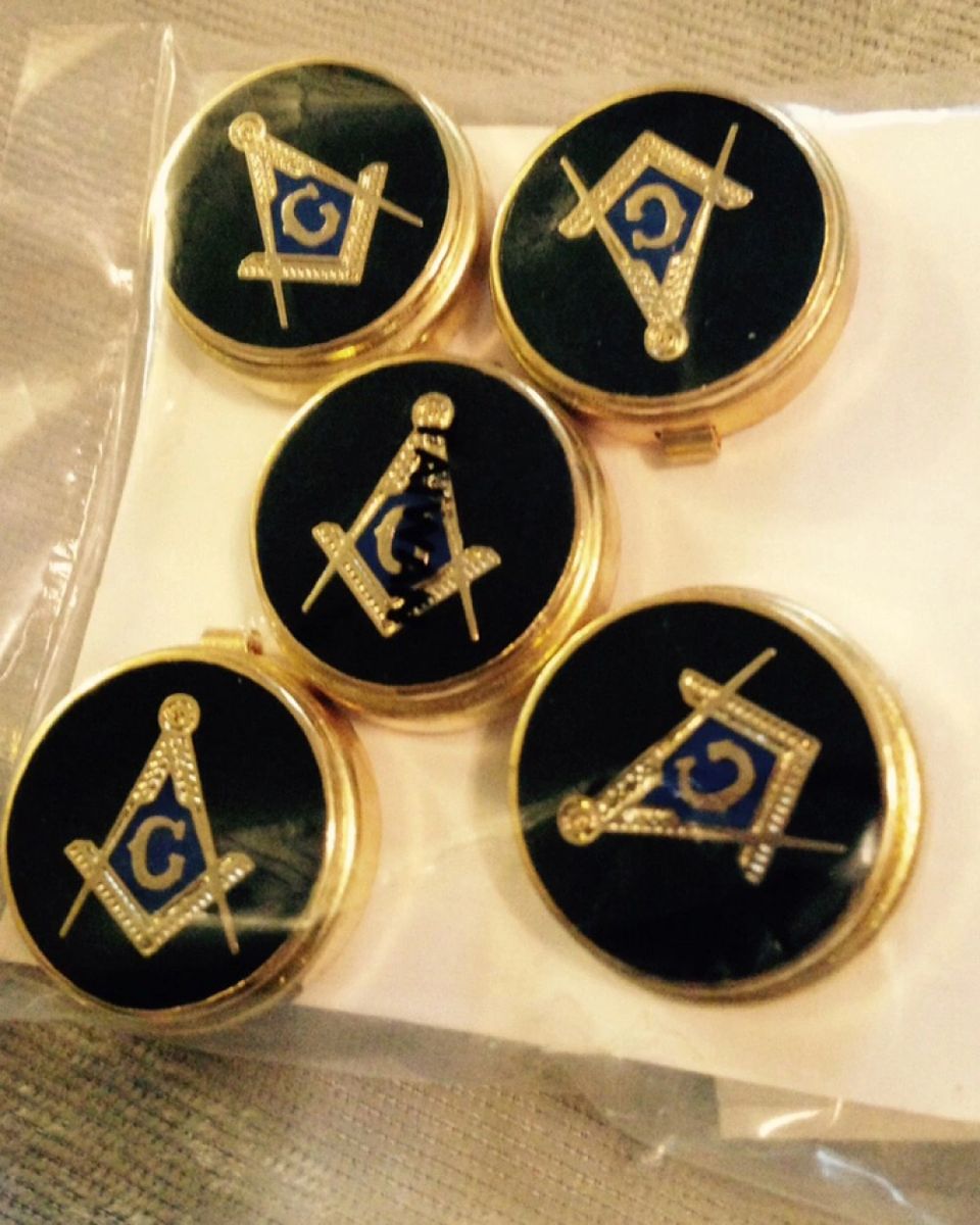 Black Square Compass Button Covers (Set of 5)