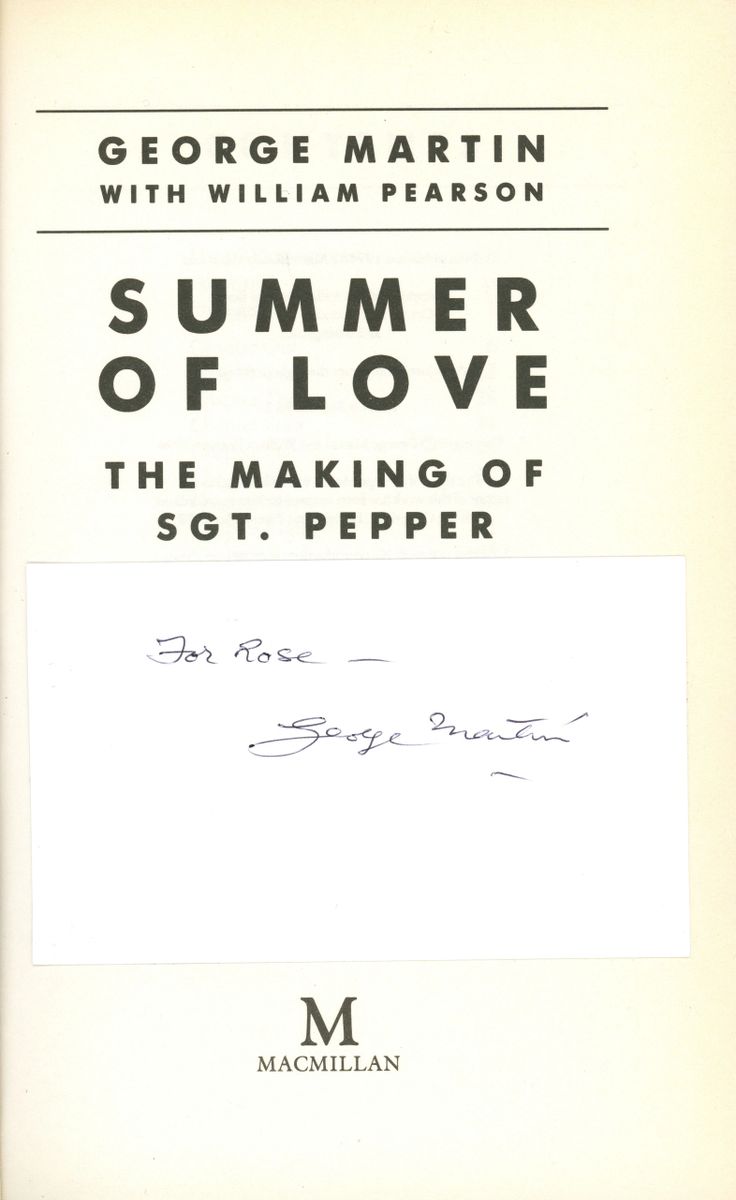 Sir George Martin Signed Copy of Summer Of Love