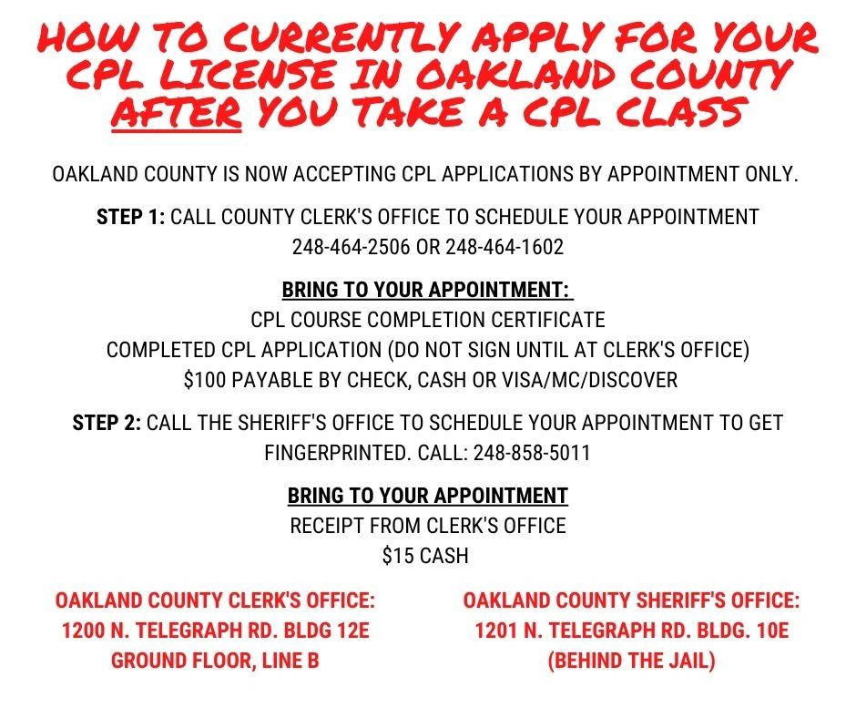 Covid19 Oakland County CPL Application Process.