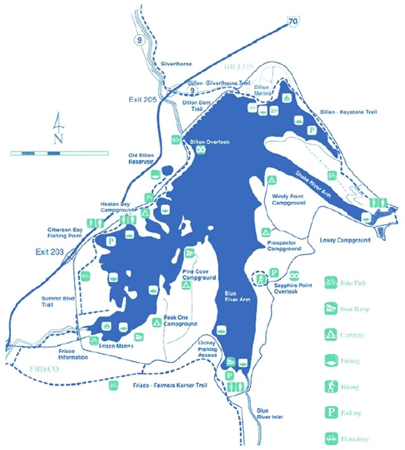 Map of Lake Dillon - Dillon Yacht Club