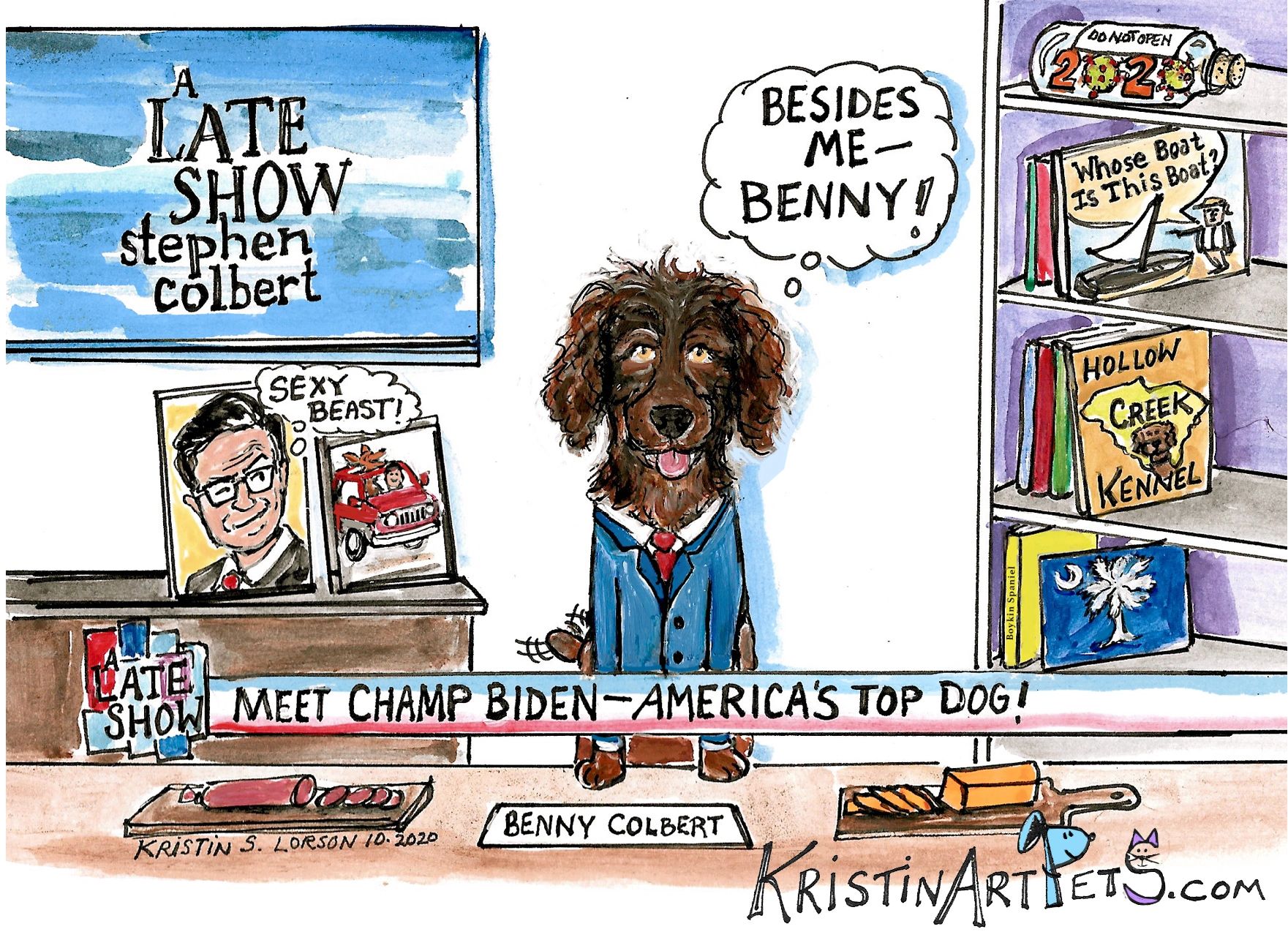 A Late Show's Benny Colbert interview's America's Top Dog, Champ!