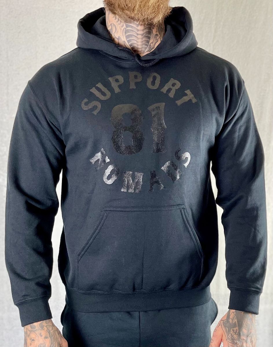 SUPPORT 81 NOMADS BLACK ON BLACK PULLOVER HOODIE BLACK - UNISEX