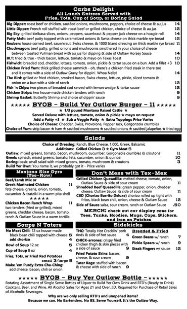 Menu - Outlaw Diner