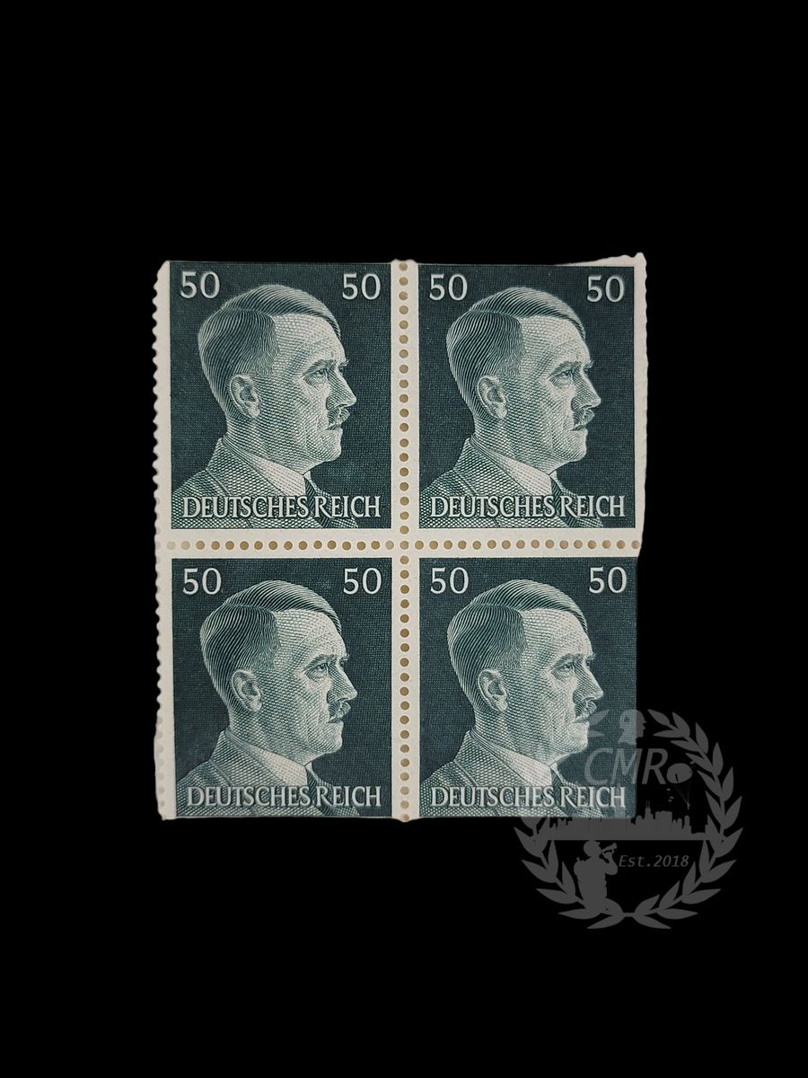 WWII German Sheet of 4 50pf Adolf Hitler Postage Stamps