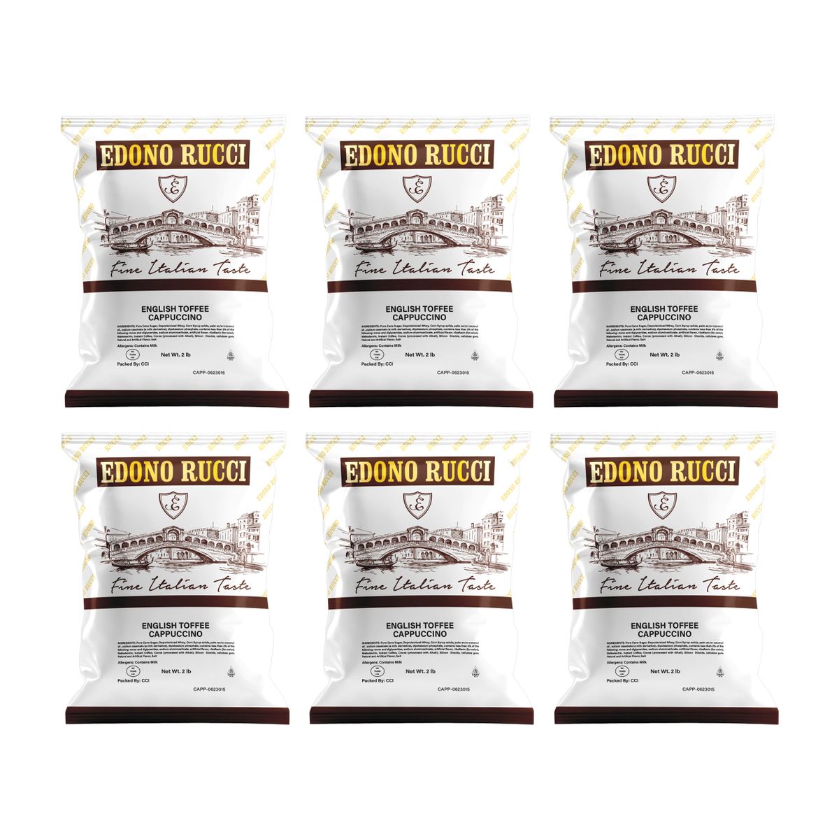 Edono Rucci English Toffee Powdered Cappuccino Mix, 6/2 Lb Bags